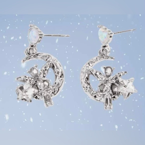 Jewelry | Fairy On Moon Silver Crescent Amethyst Faerie Pixie Sprite ...